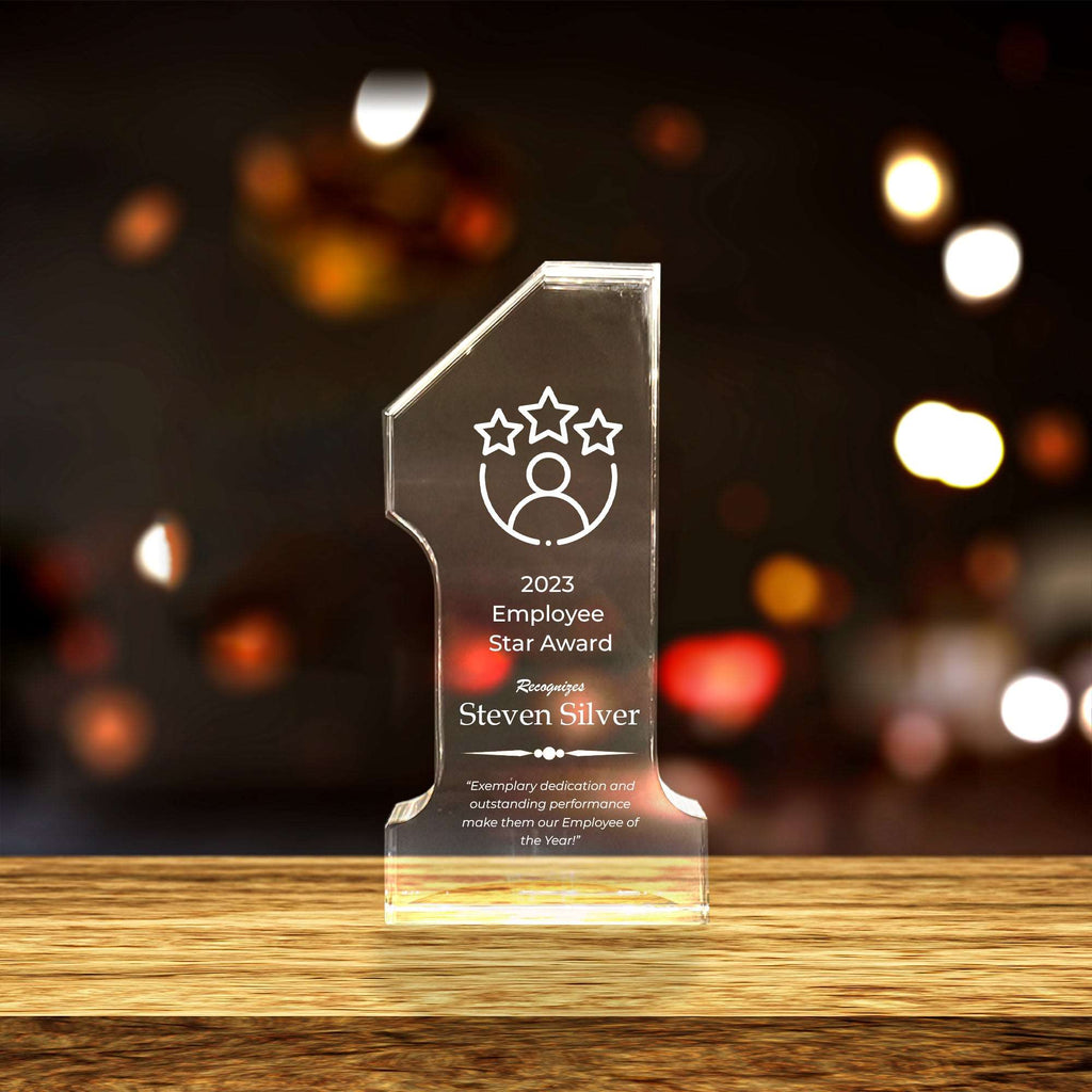 Number 1 Award 3D Engraved Crystal Gift – AB Crystal Collection