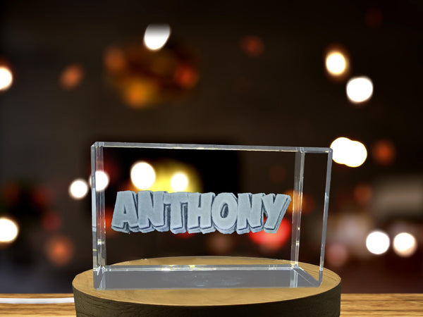 Anthony 3D Engraved Crystal Name Art – AB Crystal Collection