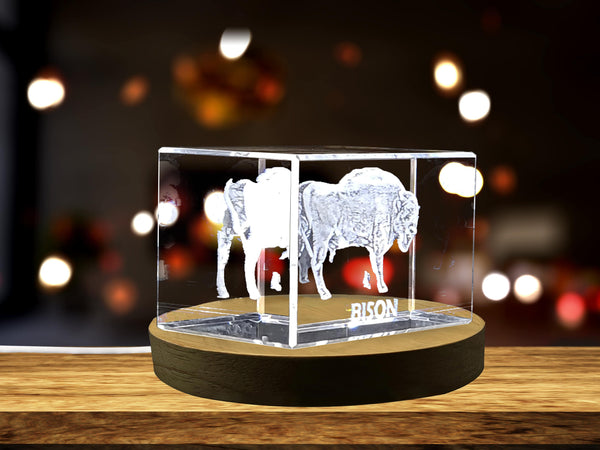 3D Engraved Bison Crystal Trophy – AB Crystal Collection