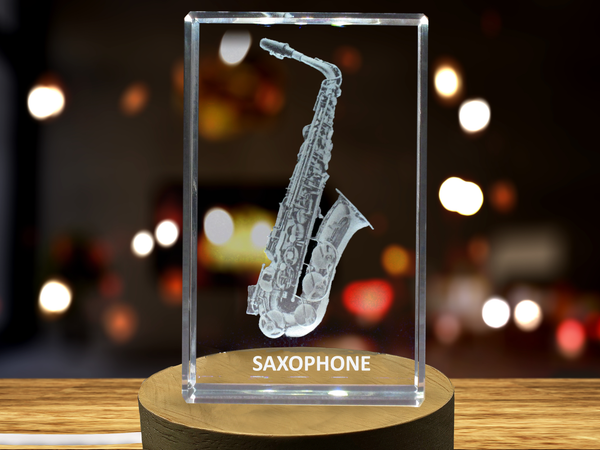 Saxophone 3D Engraved Crystal - Elegant Keepsake – AB Crystal Collection